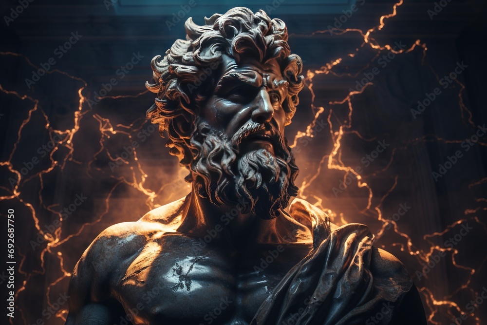 Abstract ancient roman, greek stoic person with a muscular body, marble ...