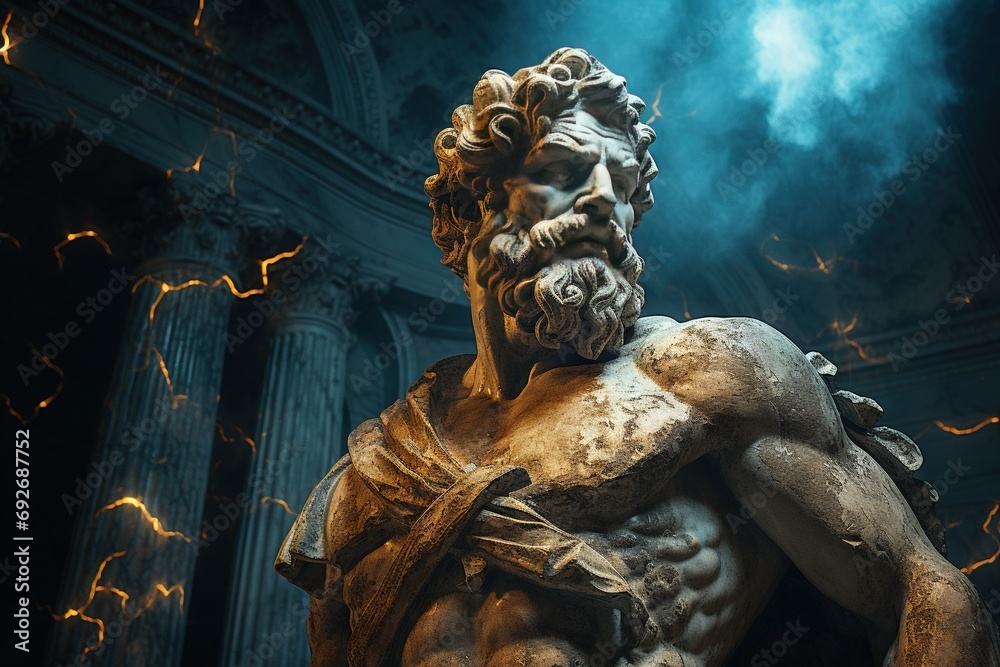 Abstract ancient roman, greek stoic person with a muscular body, marble ...