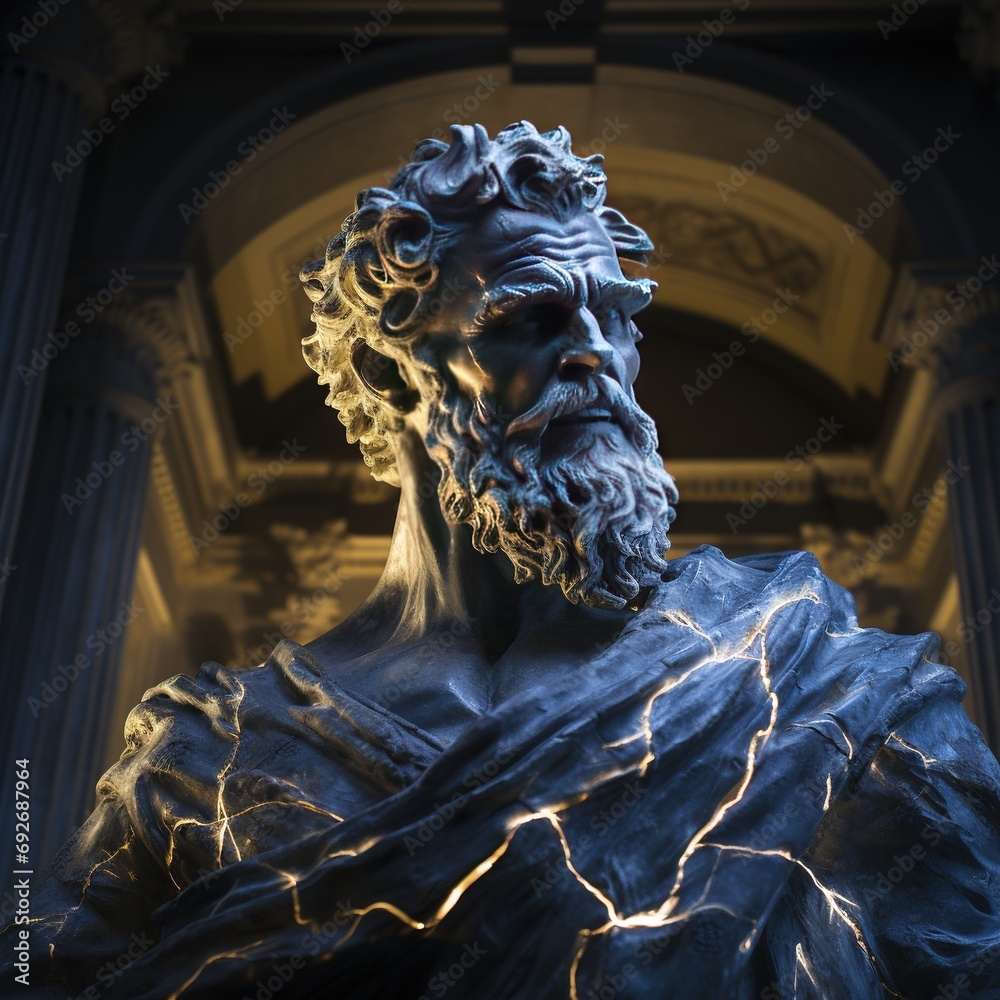 Abstract ancient roman, greek stoic person with a muscular body, marble ...