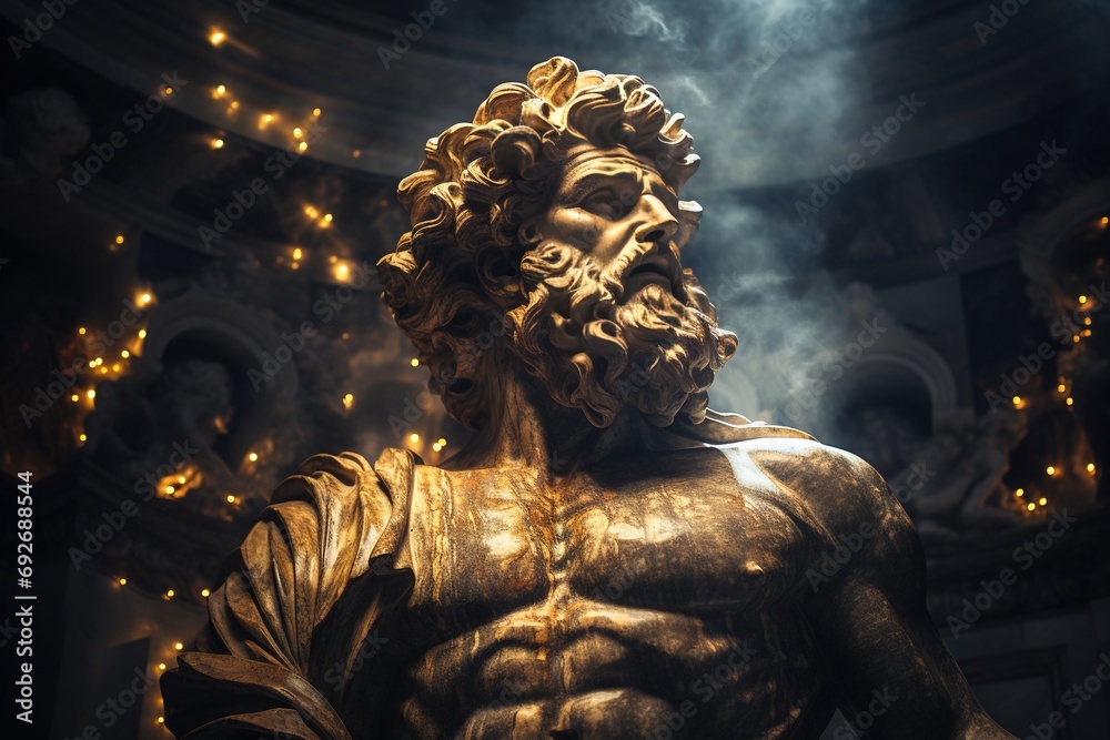 Abstract ancient roman, greek stoic person with a muscular body, marble ...