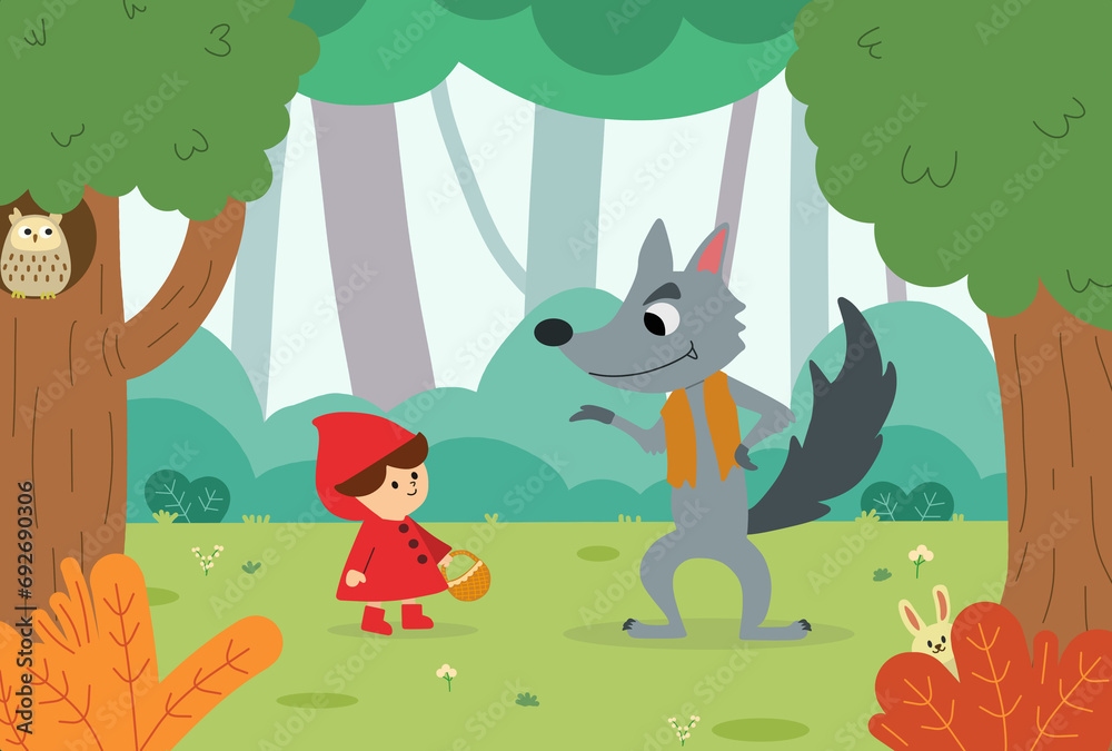 Little red riding hood and the wolf illustration. Stock Illustration ...