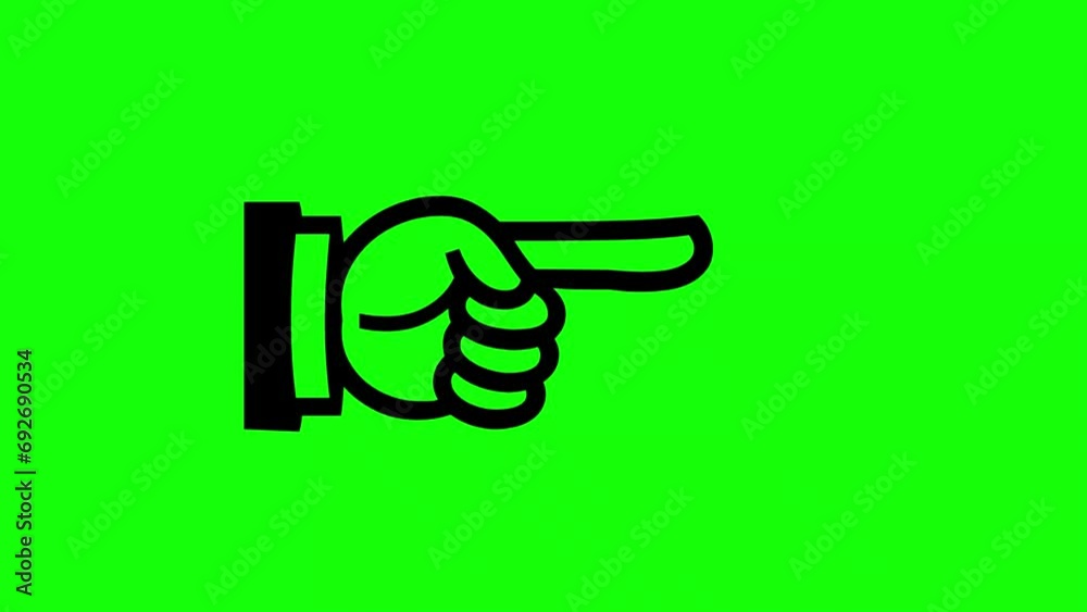 Pointing Finger Icon Animation on Green Screen. Hand Icon Pointing in ...
