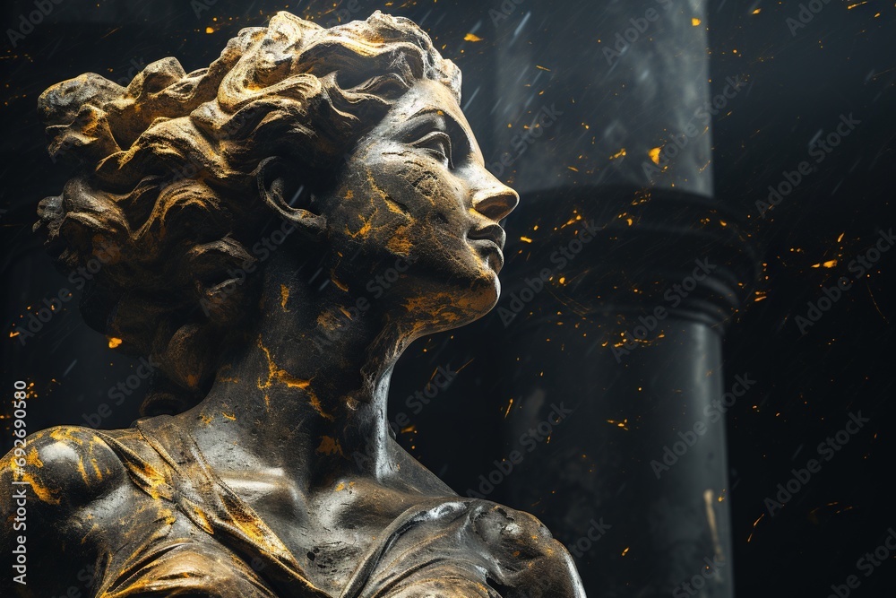 Abstract ancient roman, greek stoic person with a muscular body, marble ...