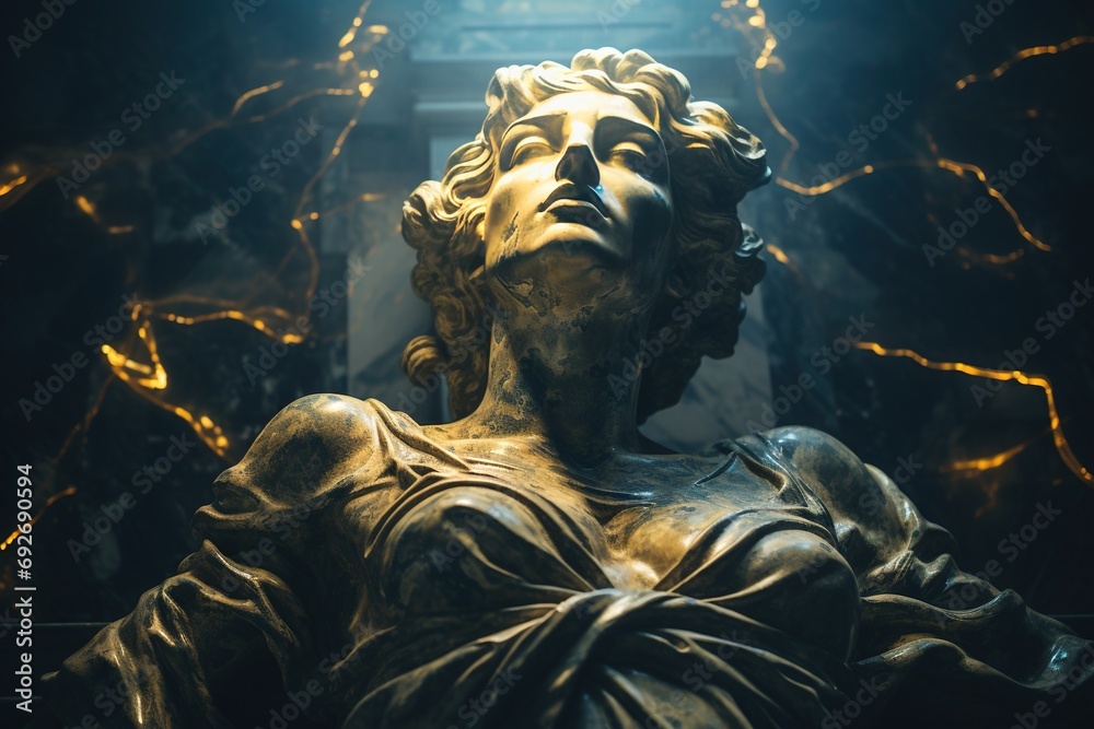 Abstract ancient roman, greek stoic person with a muscular body, marble ...