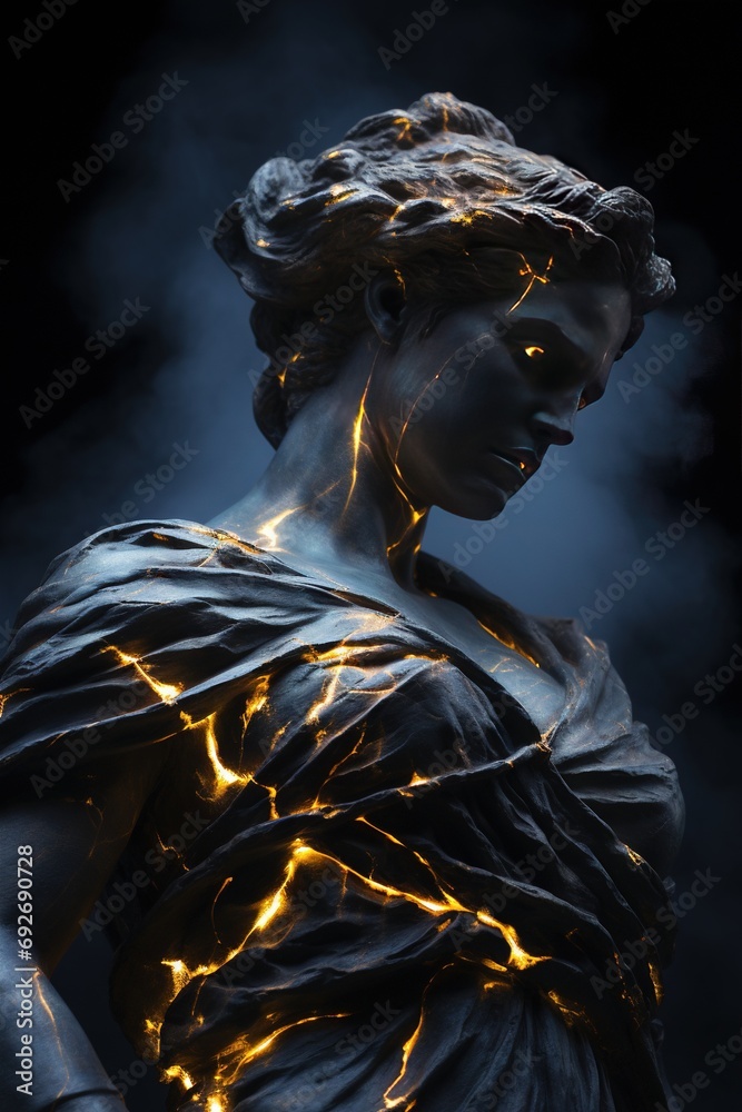 Abstract ancient roman, greek stoic person with a muscular body, marble ...