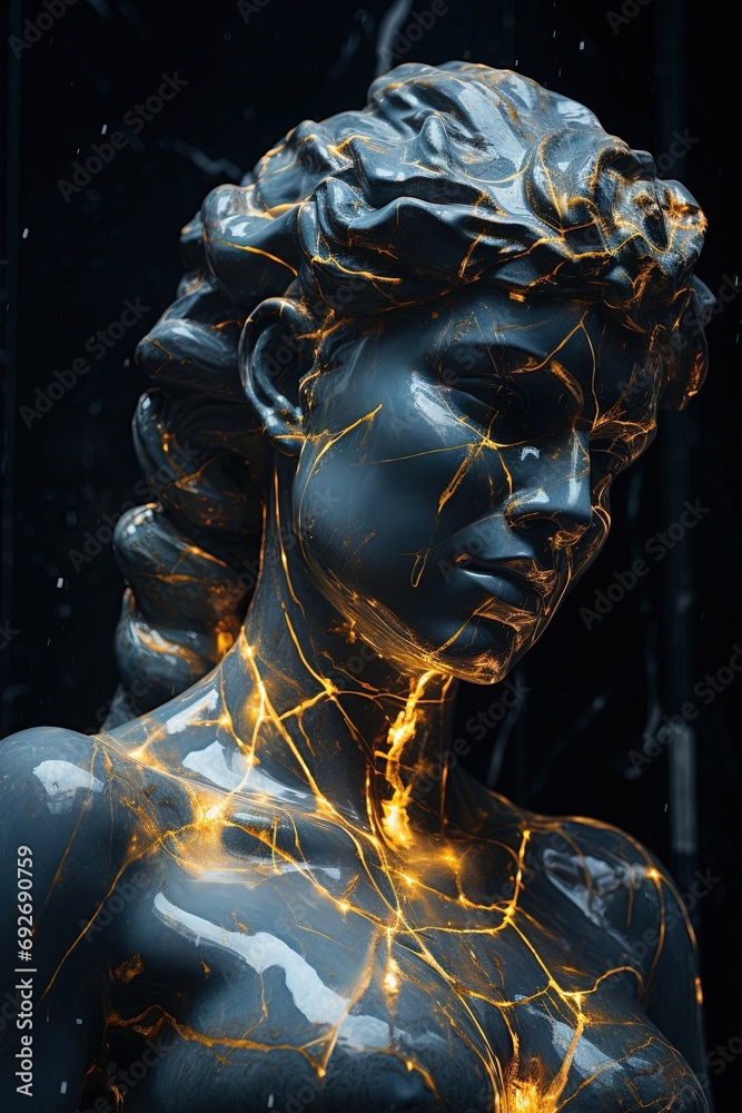 Abstract ancient roman, greek stoic person with a muscular body, marble ...