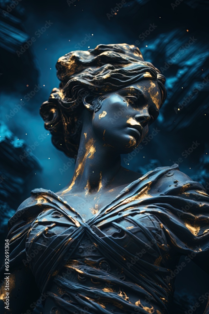 Abstract ancient roman, greek stoic person with a muscular body, marble ...