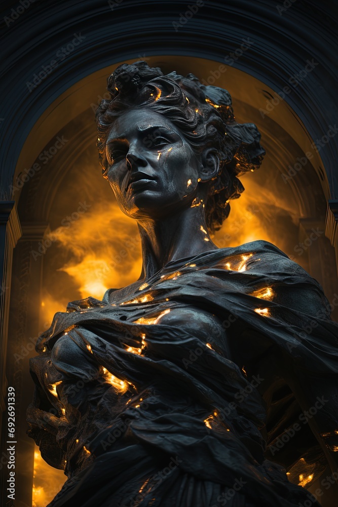 Abstract ancient roman, greek stoic person with a muscular body, marble ...