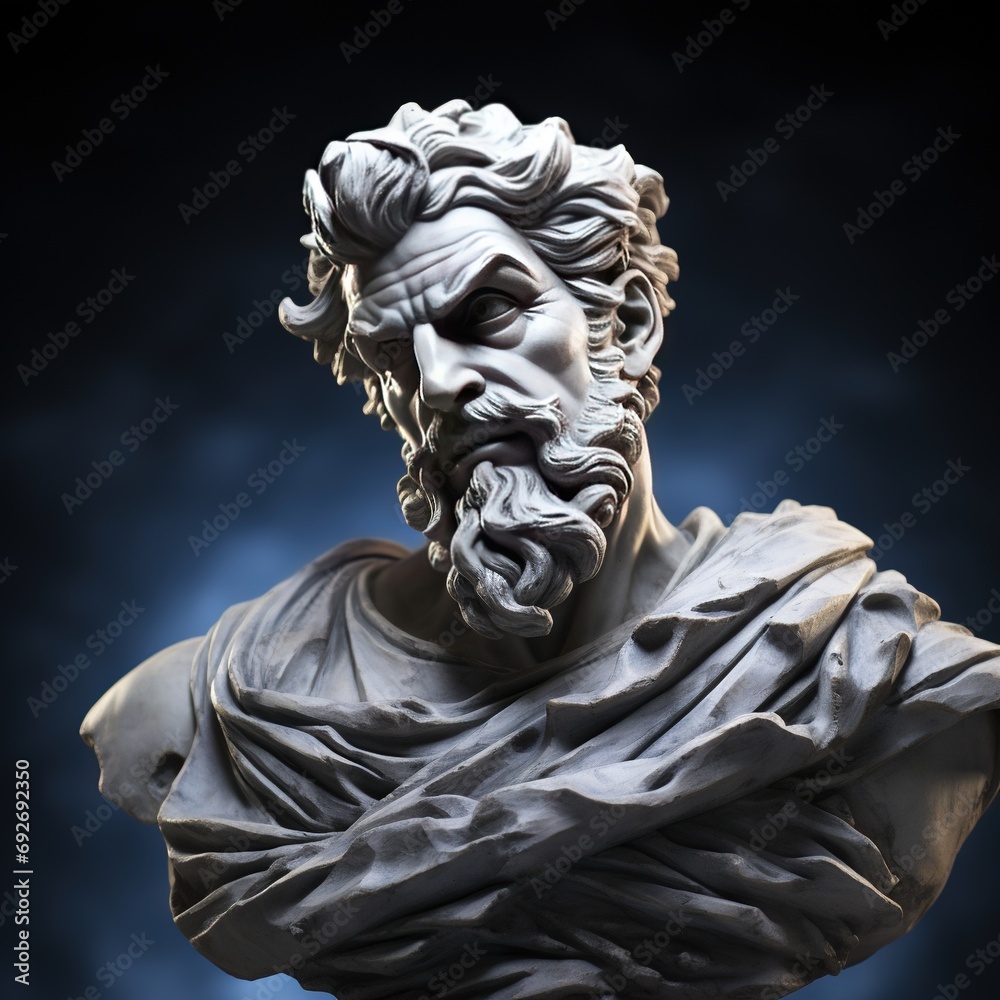 Abstract ancient roman, greek stoic person with a muscular body, marble ...