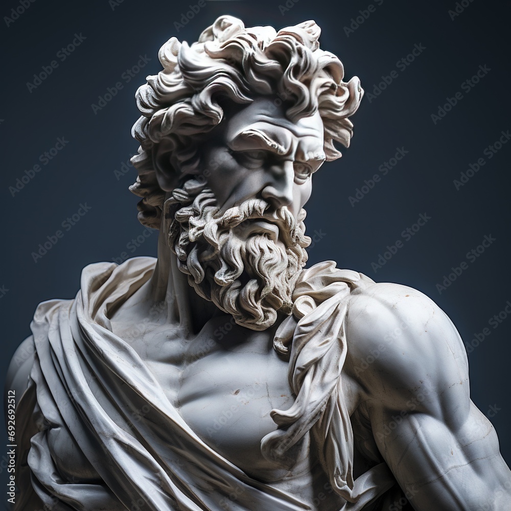 Abstract ancient roman, greek stoic person with a muscular body, marble ...