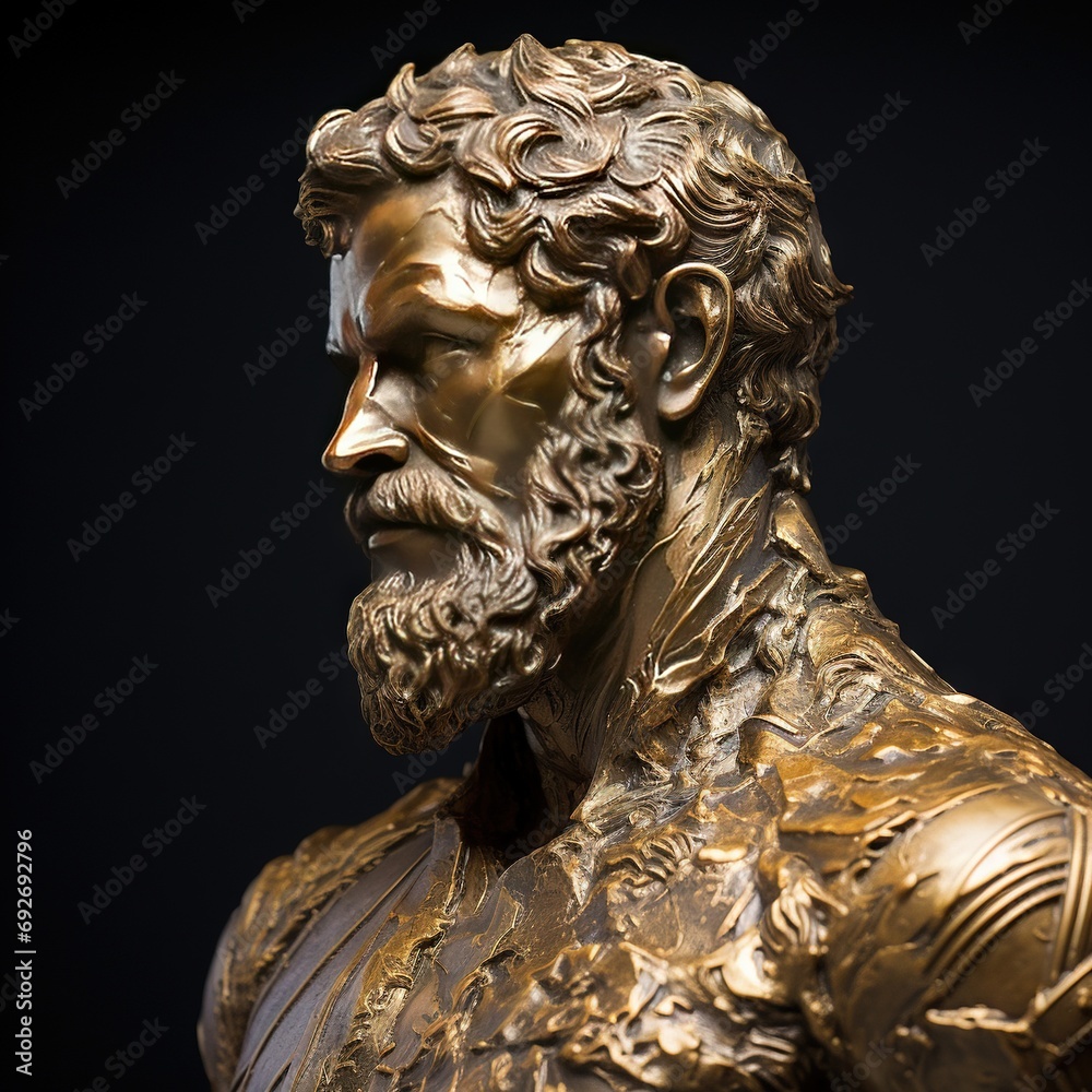 Abstract ancient roman, greek stoic person with a muscular body, marble ...