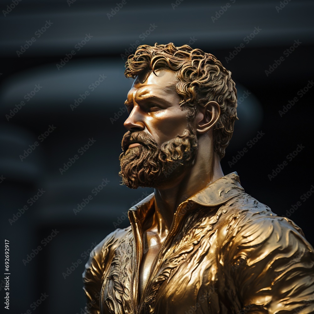 Abstract ancient roman, greek stoic person with a muscular body, marble ...