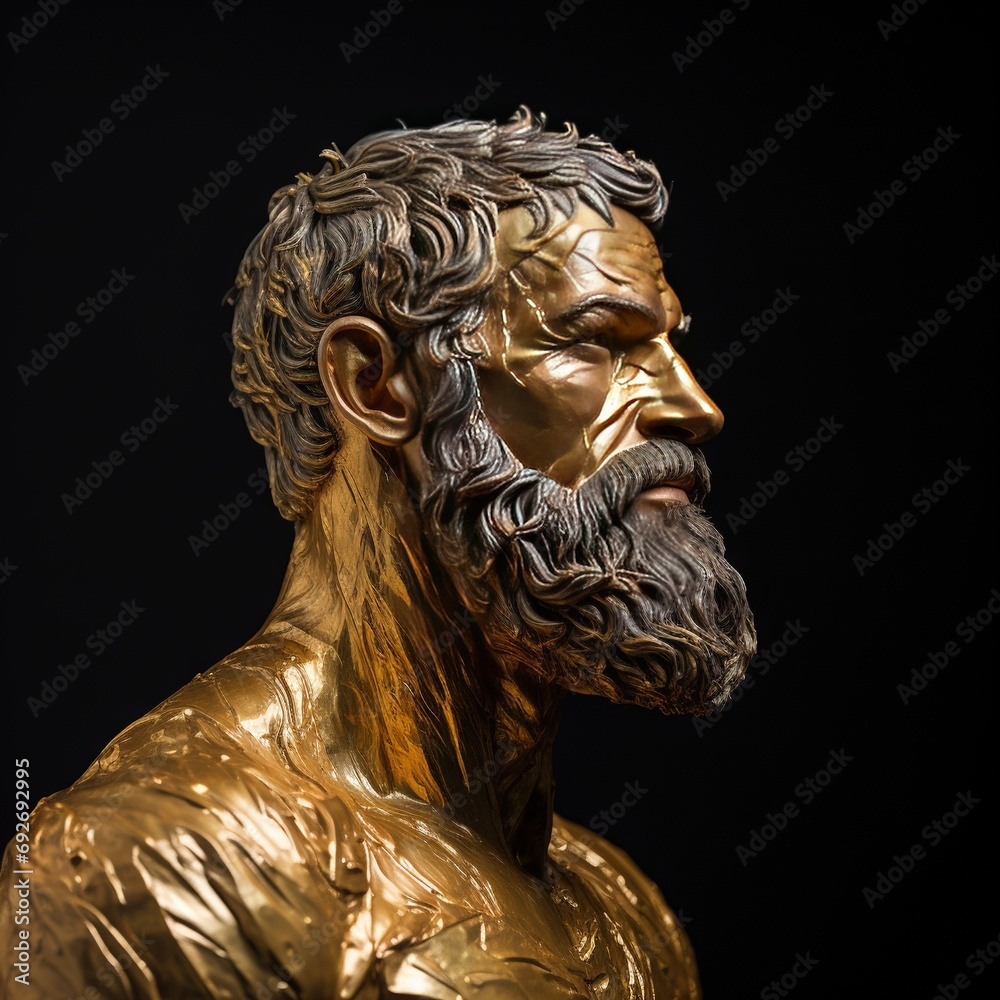 Abstract ancient roman, greek stoic person with a muscular body, marble ...