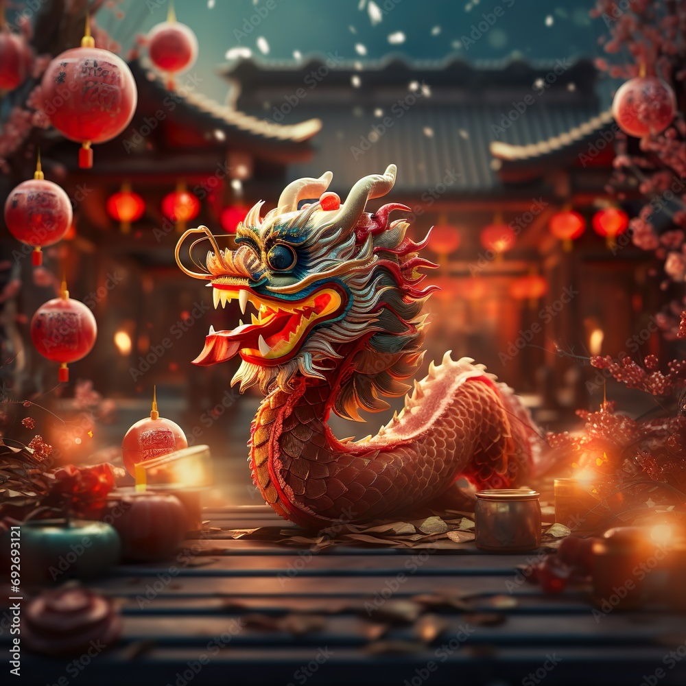 Ein Symbolfoto für das chinesische Neujahrsfest mit einem Drachen. 2024 ...
