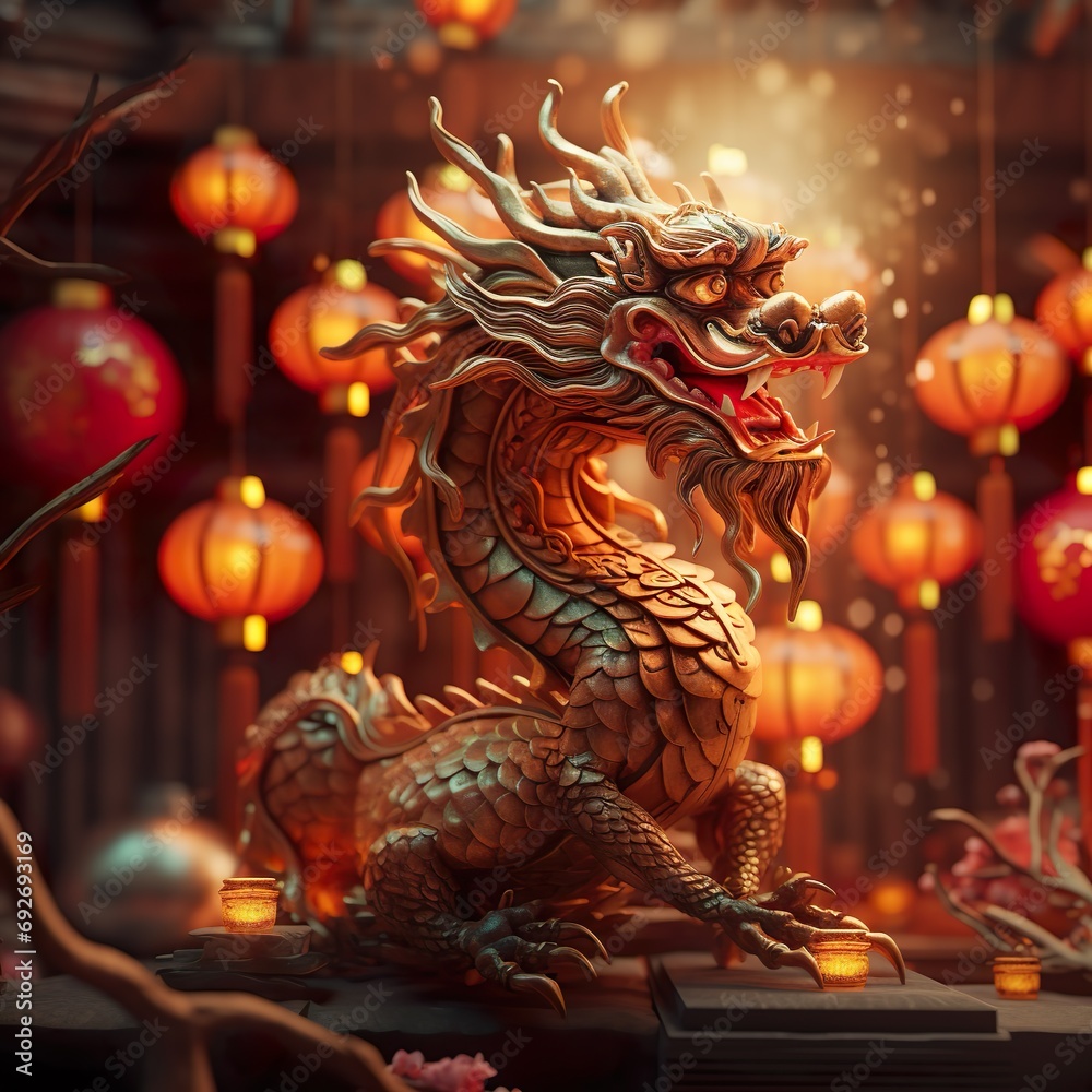 Ein Symbolfoto für das chinesische Neujahrsfest mit einem Drachen. 2024 ...