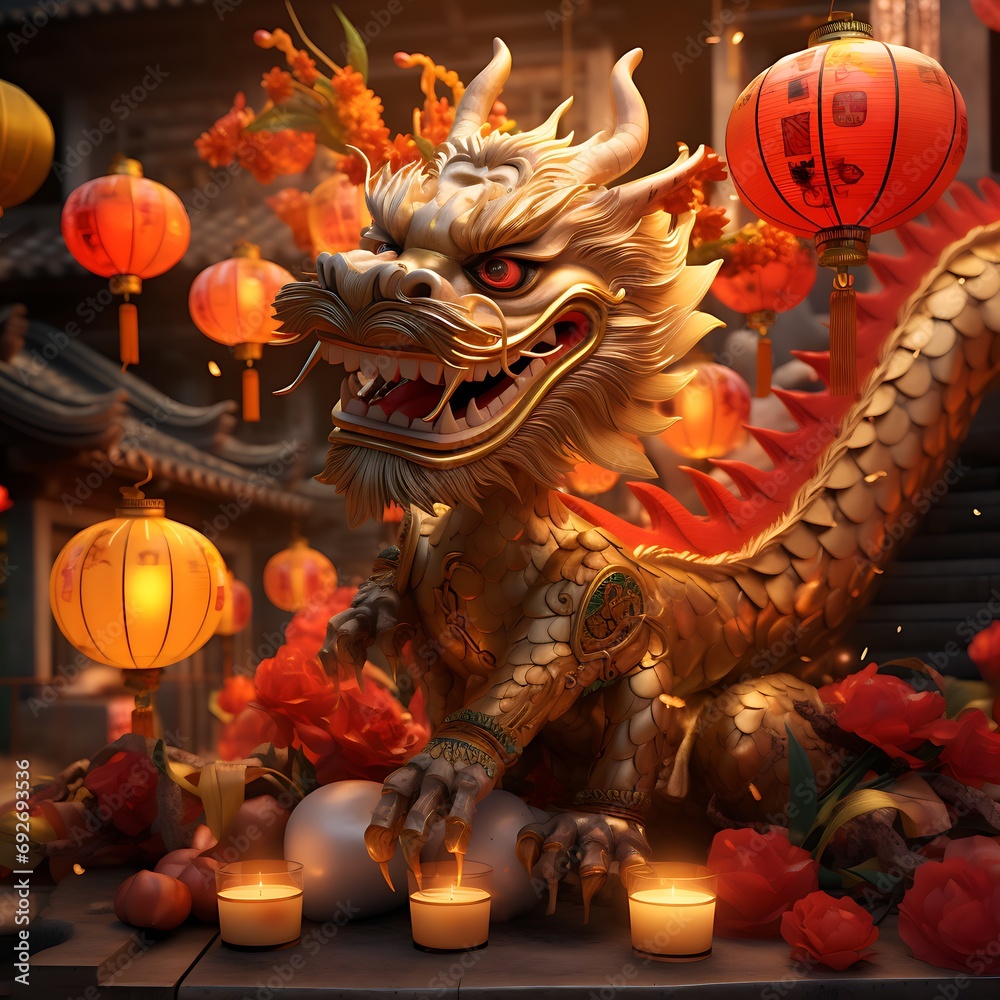 Ein Symbolfoto für das chinesische Neujahrsfest mit einem Drachen. 2024 ...
