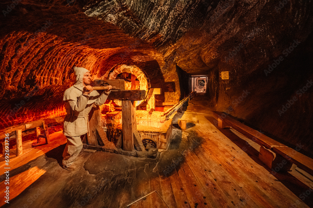 Wieliczka Salt Mine near Krakow. Opened in the 13th century, the mine ...