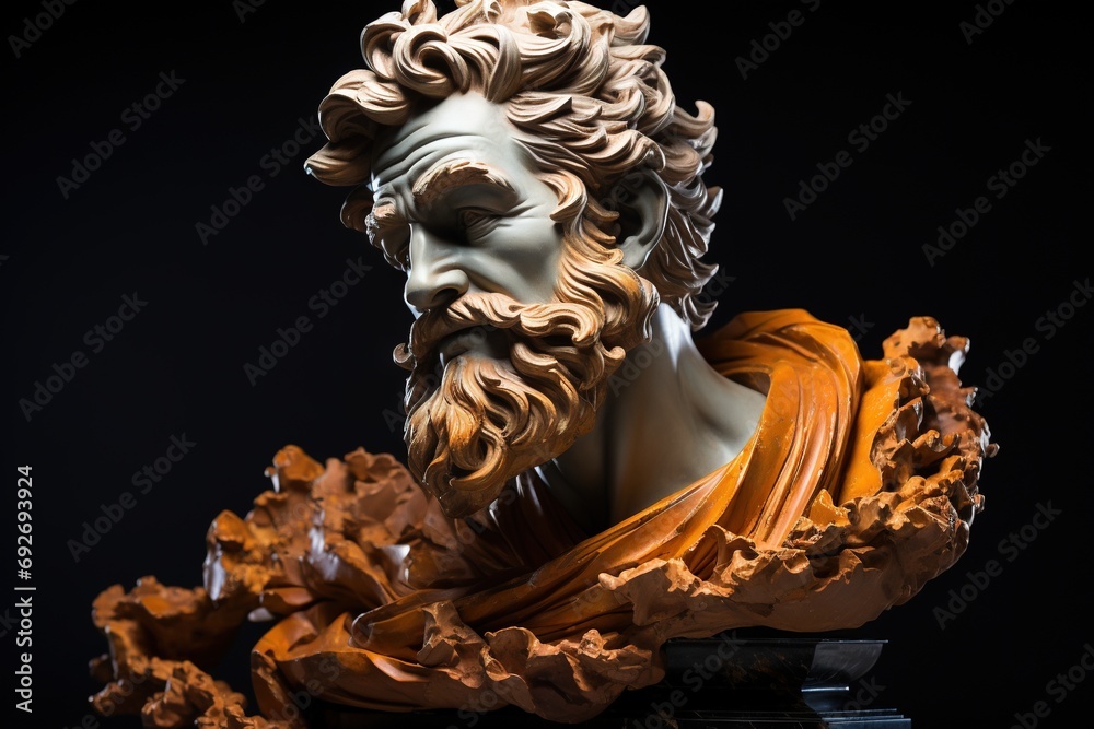 Abstract ancient roman, greek stoic person with a muscular body, marble ...