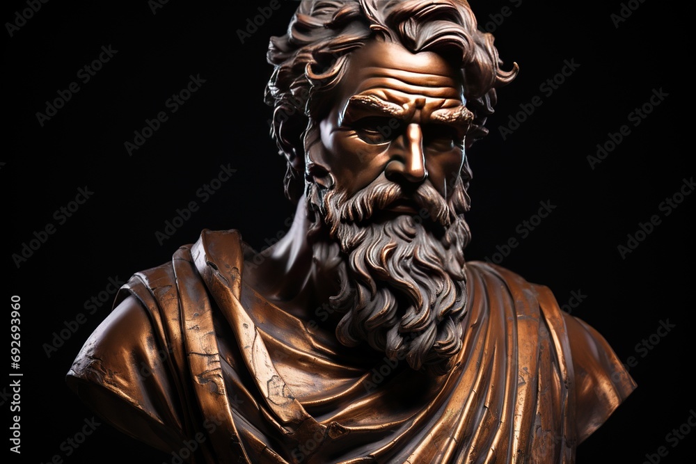 Abstract ancient roman, greek stoic person with a muscular body, marble ...