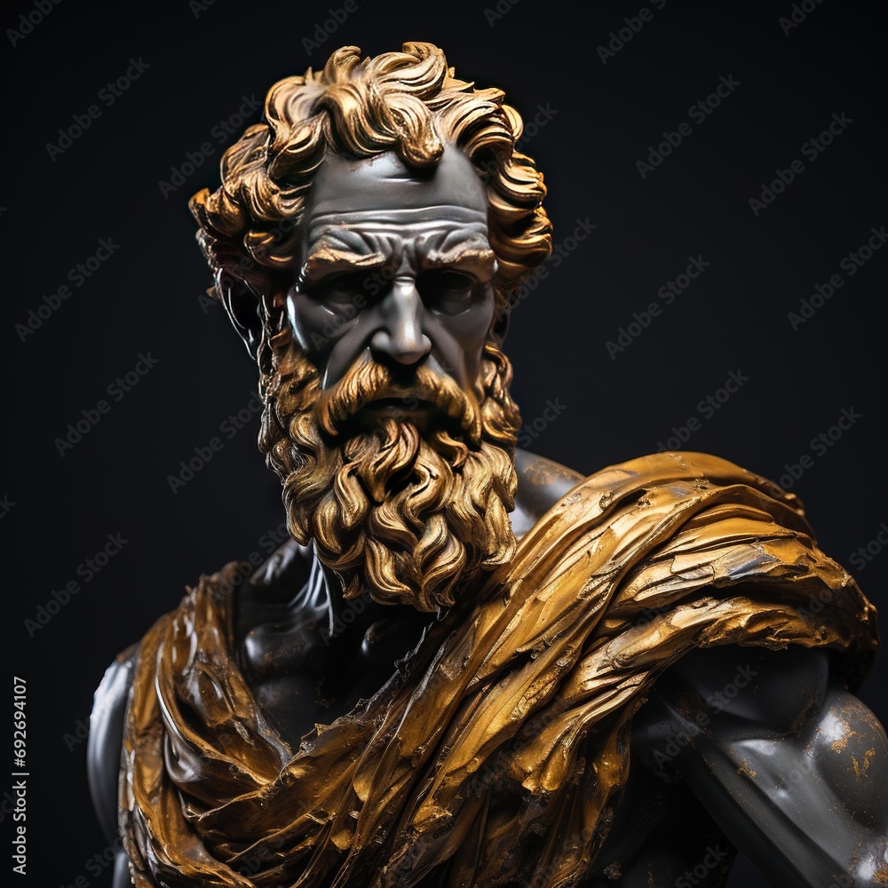 Abstract ancient roman, greek stoic person with a muscular body, marble ...