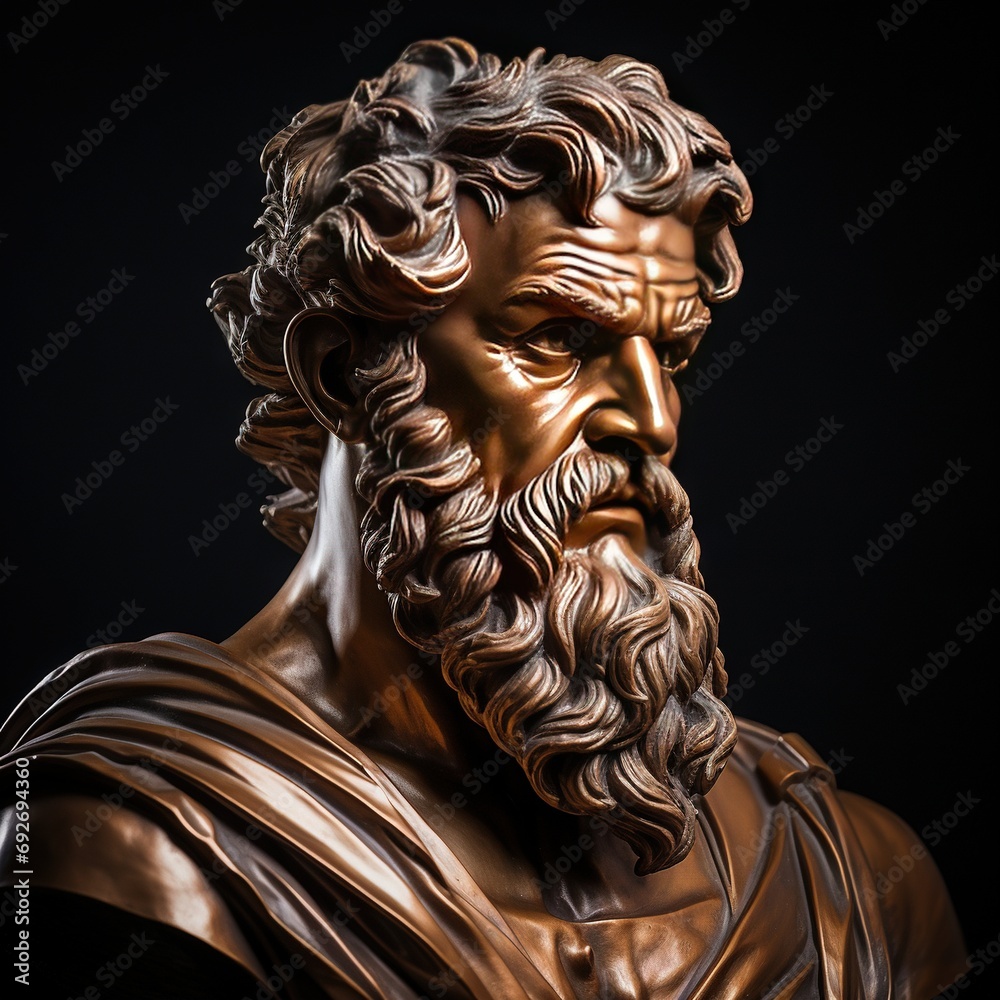 Abstract ancient roman, greek stoic person with a muscular body, marble ...