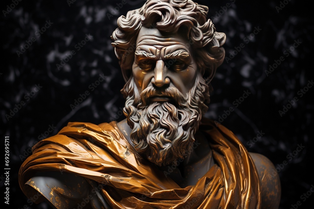 Abstract ancient roman, greek stoic person with a muscular body, marble ...