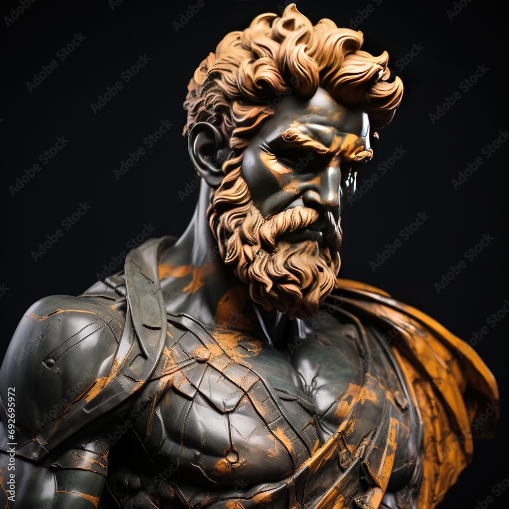 Abstract ancient roman, greek stoic person with a muscular body, marble ...