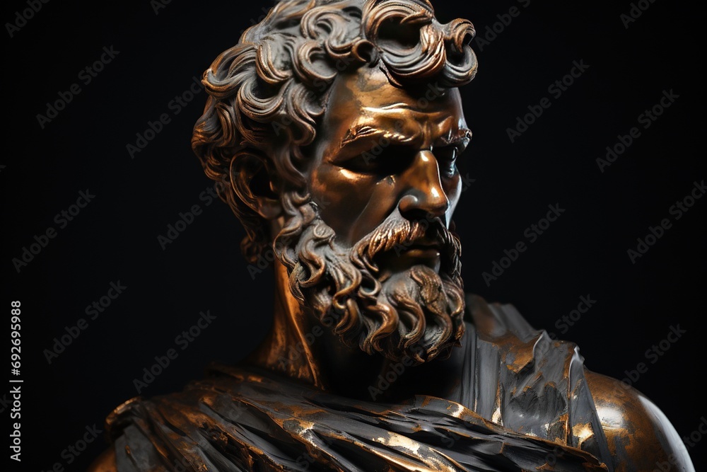 Abstract ancient roman, greek stoic person with a muscular body, marble ...