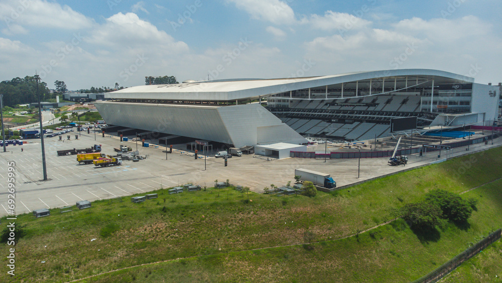 Visão aérea da Arena Neo Quimica Estádio Corinthians, foto feita em ...