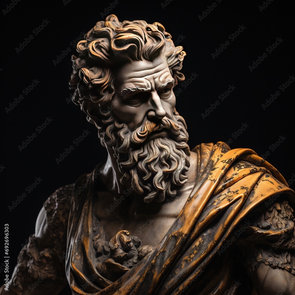 Abstract ancient roman, greek stoic person with a muscular body, marble ...