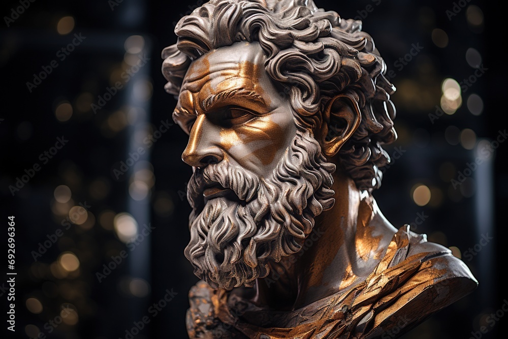 Abstract ancient roman, greek stoic person with a muscular body, marble ...