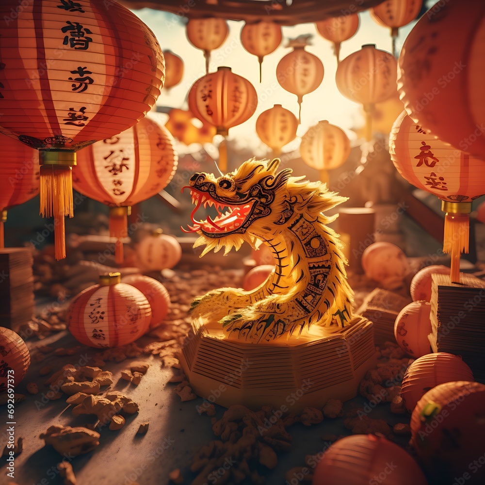 Ein Symbolfoto für das chinesische Neujahrsfest mit einem Drachen. 2024 ...