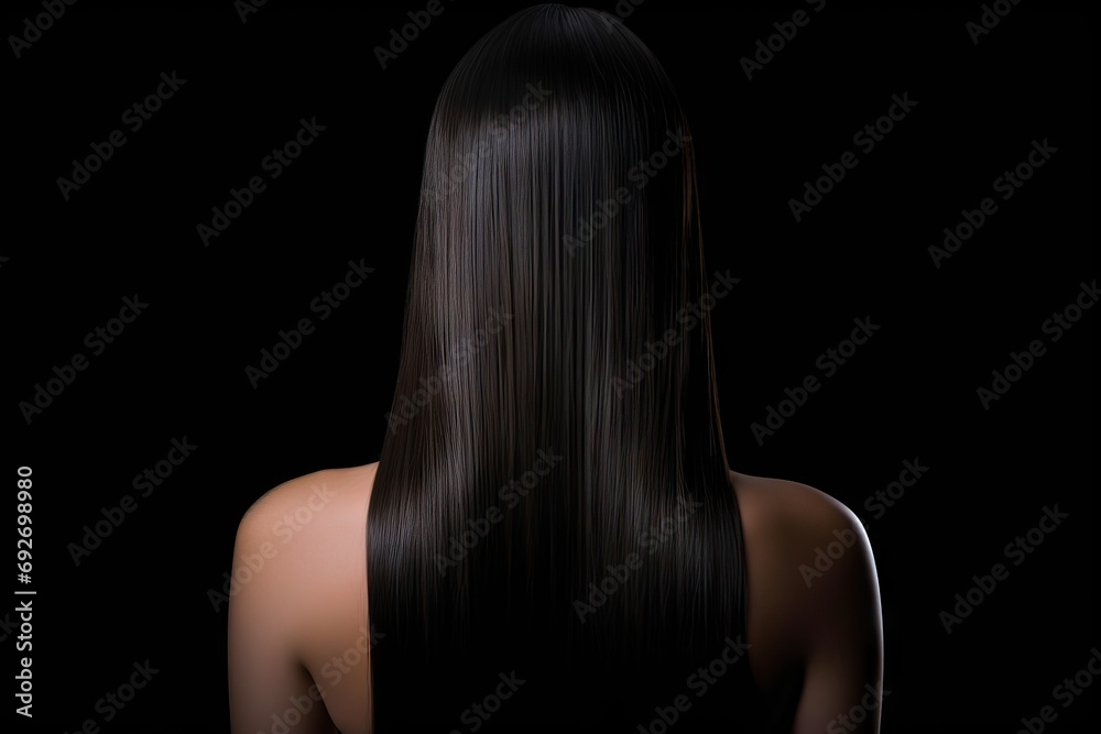 Background Black Isolated Hair Keratin Straight Shiny Beautiful Woman ...