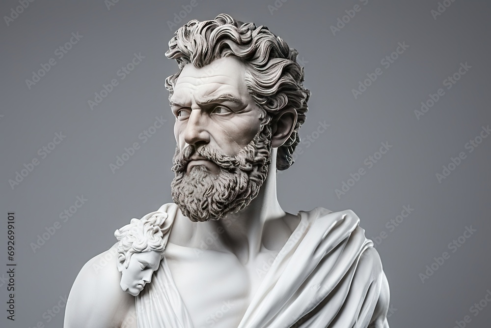 Abstract ancient roman, greek stoic person, marble, stone sculpture ...