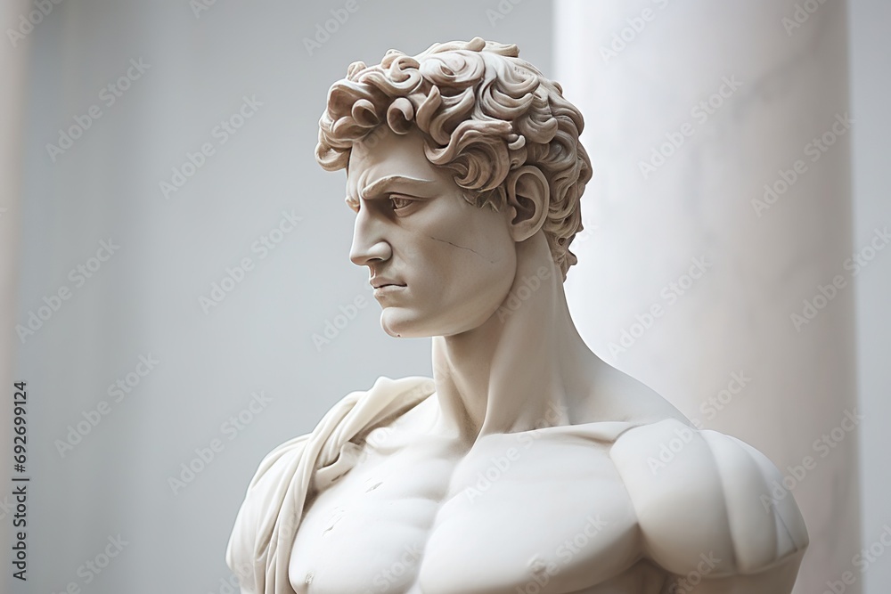 Abstract ancient roman, greek stoic person, marble, stone sculpture ...