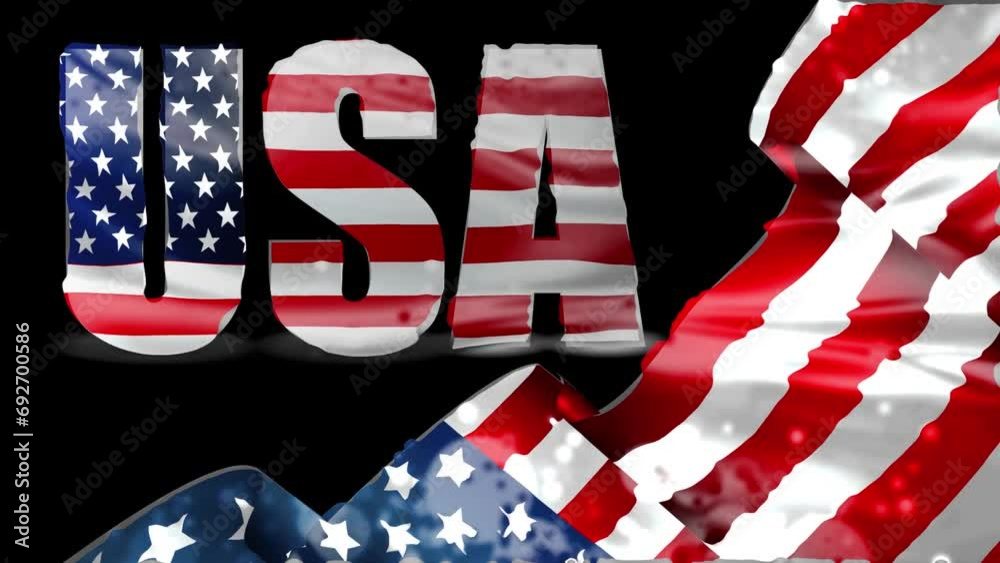 USA Flag Animation, Animation of American Flag, USA Flag And Snow ...