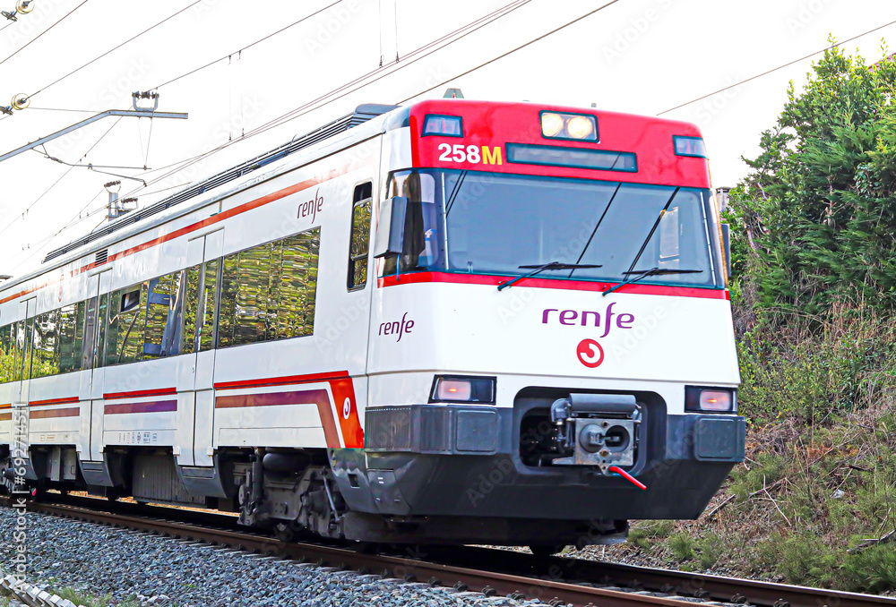 Rear part of the caboose of a short-distance passenger train of the ...