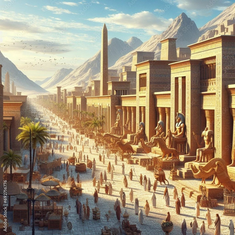 Recreación de una ciudad del antiguo Egipto. Stock Photo | Adobe Stock