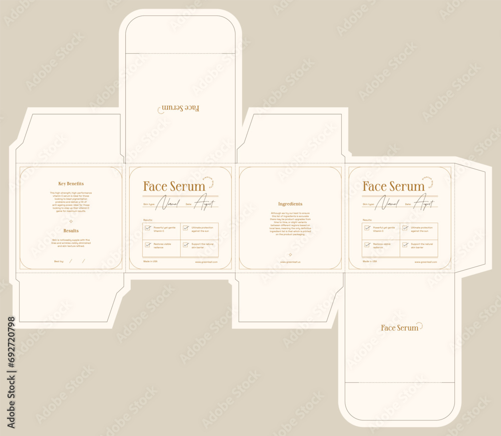 Editable vector box dieline for print. Packaging design for beauty ...