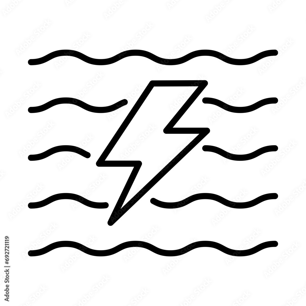 Hydroelectric power. Symbols of electricity and water flow Stock Vector ...