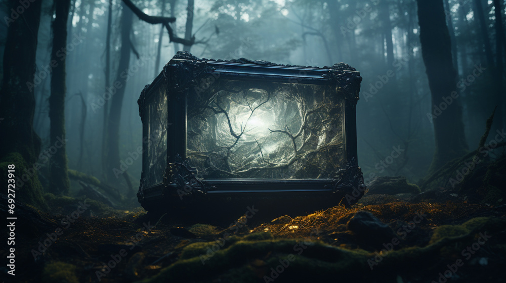 stage view of a Pandora's box slowly lifting its lid Stock Photo ...