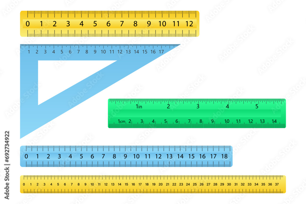 ruler, set of rulers, set of rulers isolated, mathematics icon Stock ...