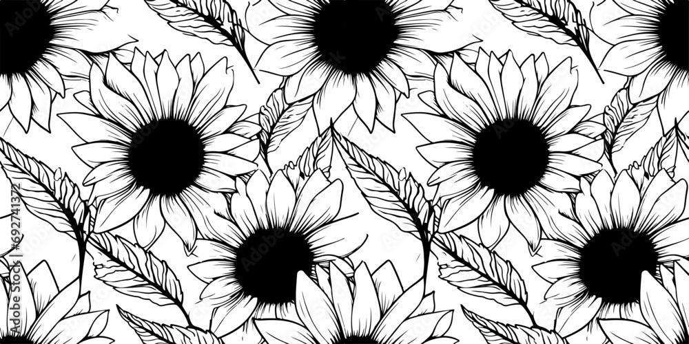 Vetor de Sunflower Floral Pattern SVG Bundle, Seamless Pattern SVG ...