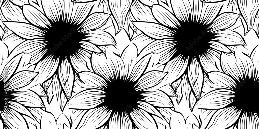 Sunflower Floral Pattern SVG Bundle, Seamless Pattern SVG, Flower ...