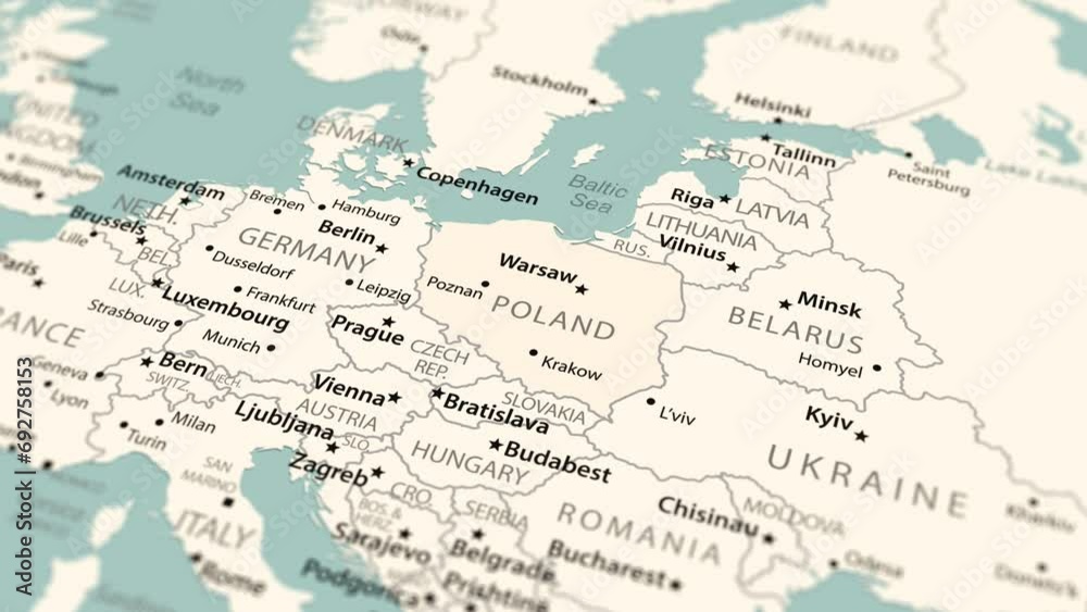 Poland on the world map. Smooth map rotation. 4K animation. Stock Video ...