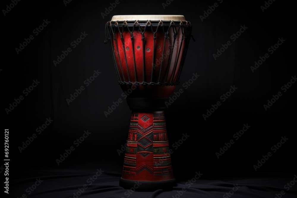 Djembe drum on a black background. Traditional percussion musical ...