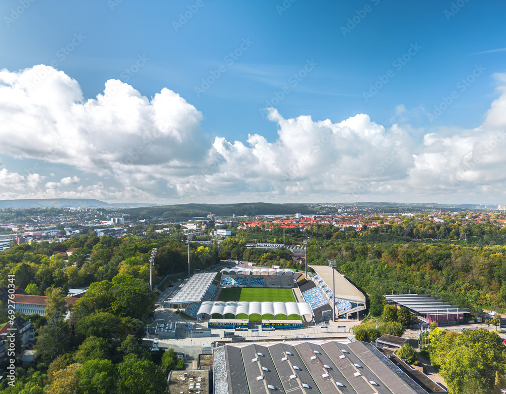 Aerial autumn panoramic view of Ludwigsparkstadion, home stadium for 1 ...