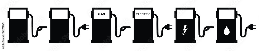 Car filing station. Gasoline car and electric car at the refueling ...