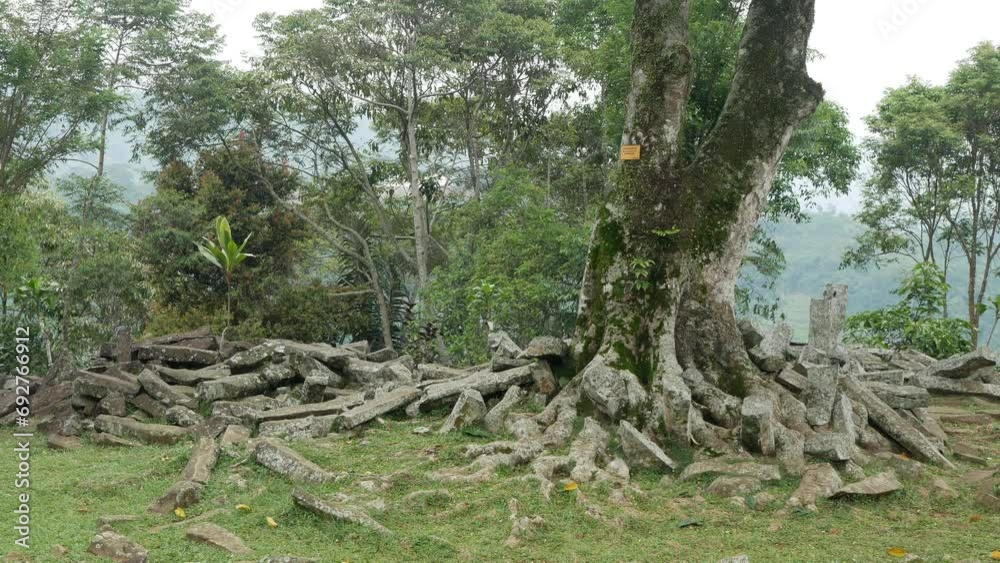 Megalithic sites Gunung Padang, Cianjur, West Java, Indonesia. carbon ...