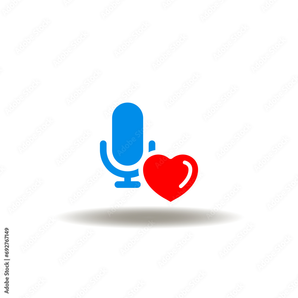 Vector illustration of microphone with heart. Icon of ASMR Autonomous ...